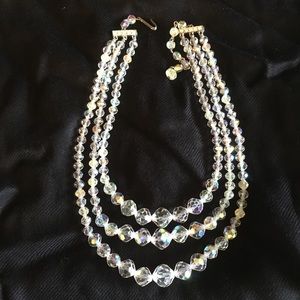 Jewelry | Vintage 3 Strand Crystal Necklace | Poshmark